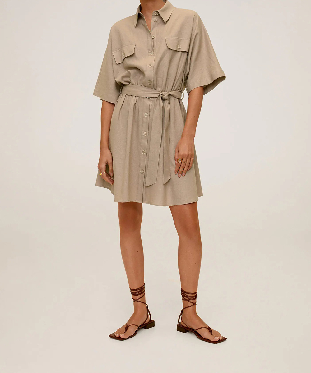 Rochie scurta Mango, bej, XS 284314 | evendi.ro