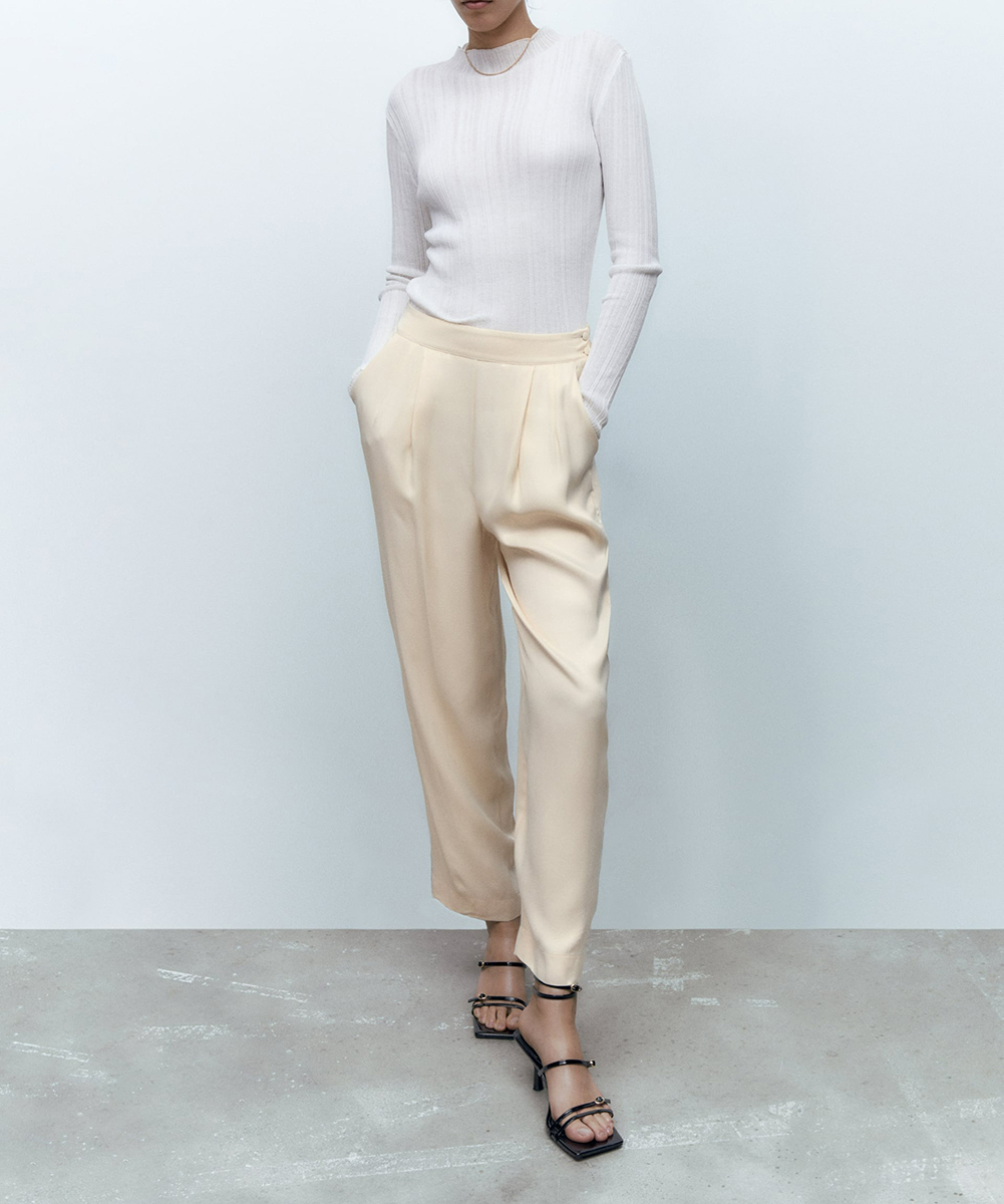 Pantaloni Zara, crem, XS 335060 | evendi.ro