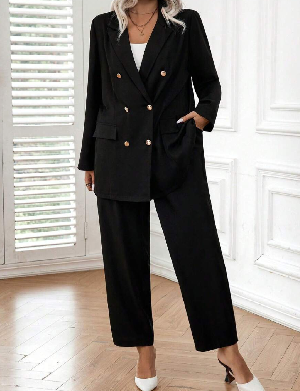 Costum SHEIN CURVE, negru 506325 | evendi.ro