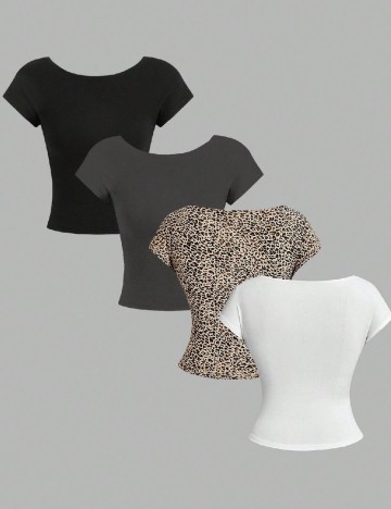 Set topuri 4 bucati SHEIN, mix culori 781416 | evendi.ro