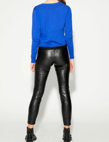 Pantaloni imitatie de piele Tezenis, negru 782661 | evendi.ro