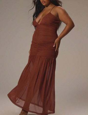 Rochie lunga Musera Plus Size, maro 782913 | evendi.ro